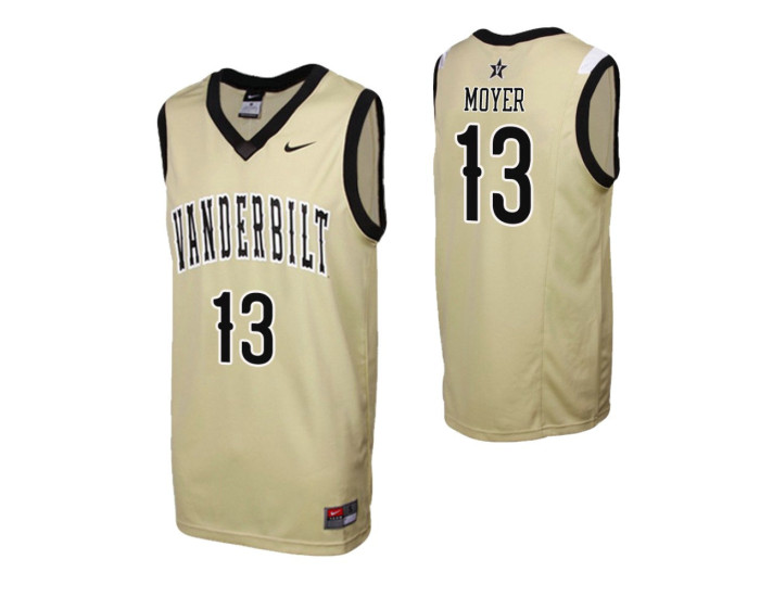 Vanderbilt Commodores Matthew Moyer Replica College Basketball Jersey Gold