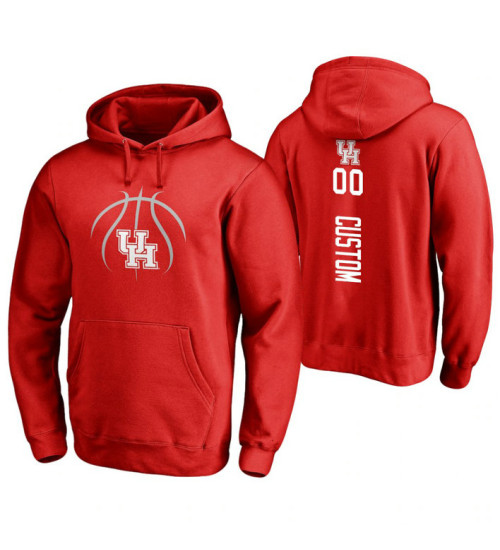 Houston Cougars #00 Custom Men's Red College Basketball Hoodie